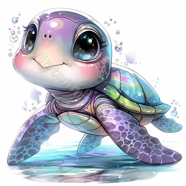 Whimsical Turtle Clip Art 10 High Res Watercolor JPG Junk Journals ...