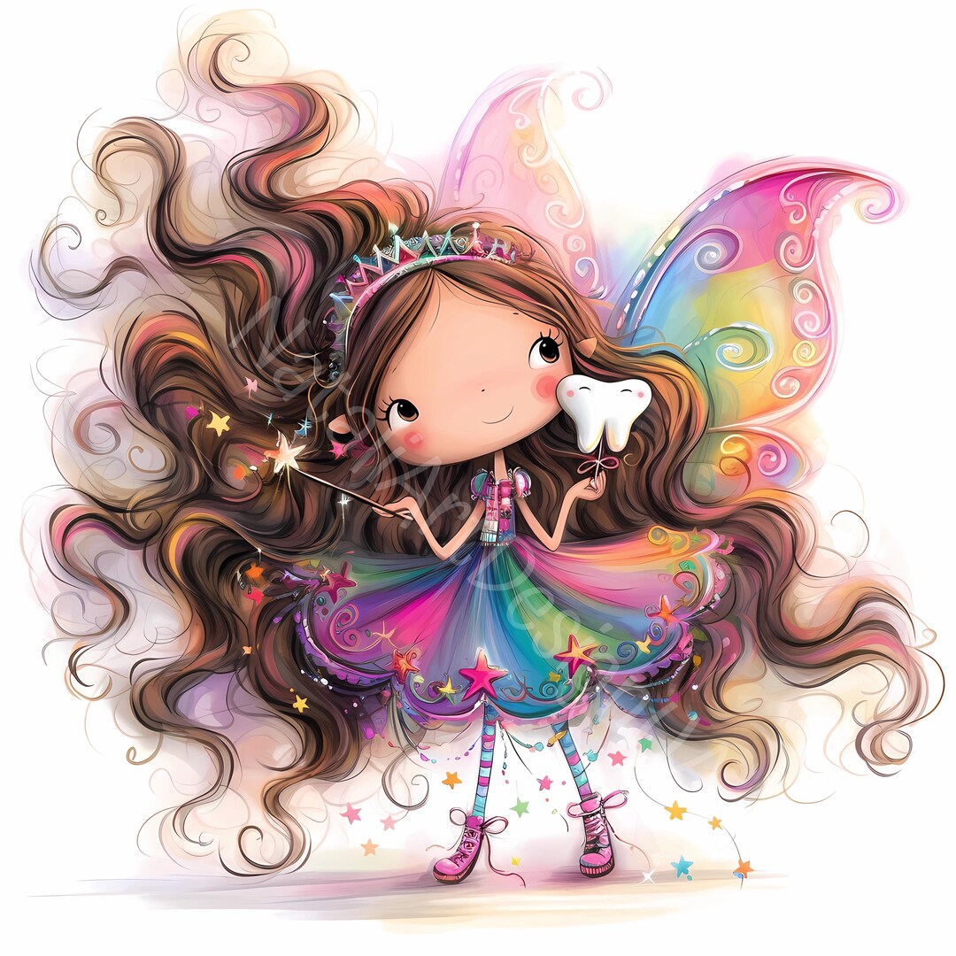 Quirky Tooth Fairy Clip Art 10 High Res Watercolor Jpgs Junk Journaling ...