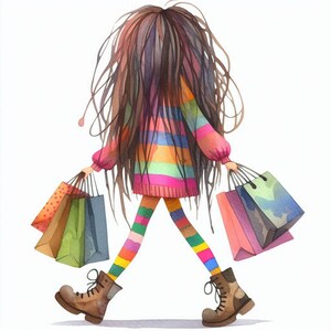 Exhausting Shopping Clipart 10 High Res Watercolor Jpgs for Junk ...