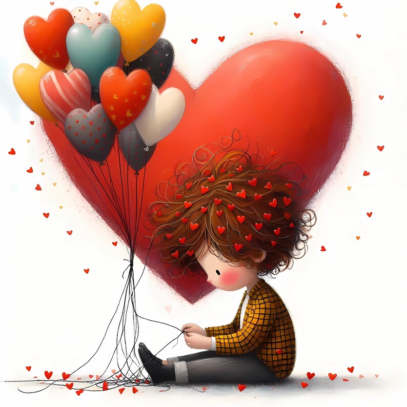 Whimsical Valentine Boy Clipart 10 High Res Watercolor Jpgs for Junk ...