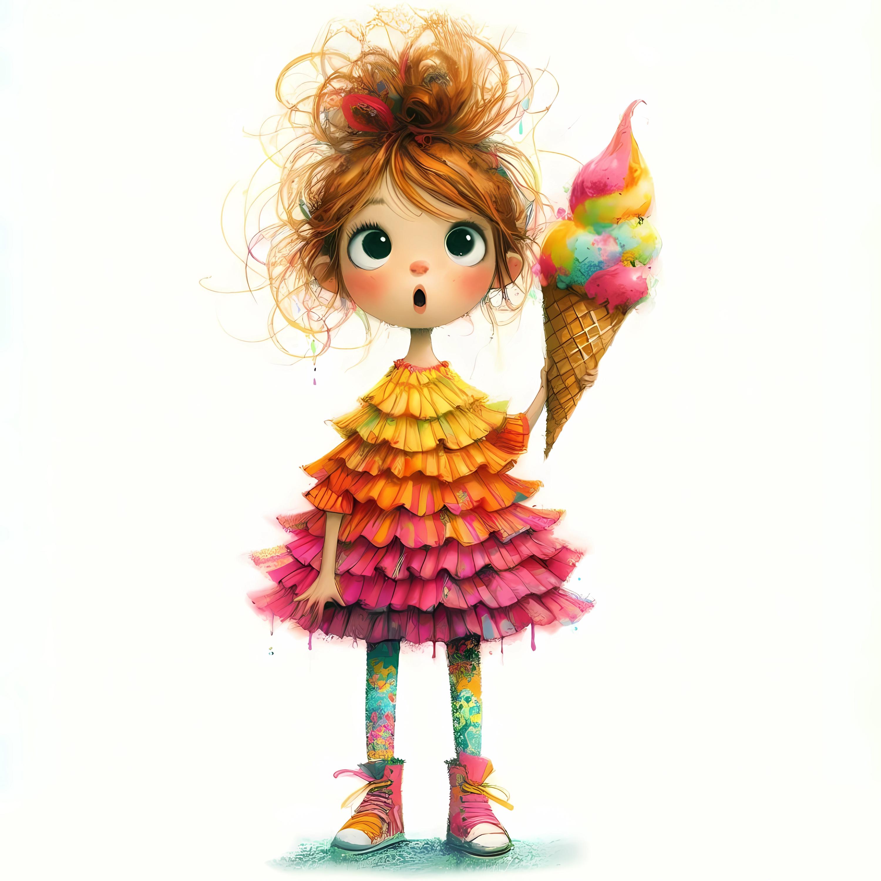 Ice Cream Girls Clipart 10 High Res Watercolor JPG for Junk Journals ...