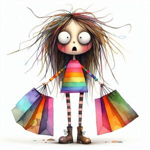 Exhausting Shopping Clipart 10 High Res Watercolor Jpgs for Junk ...