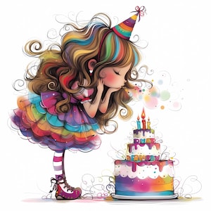 Quirky Birthday Clipart 10 High Res Watercolor Jpgs for Junk Journals ...