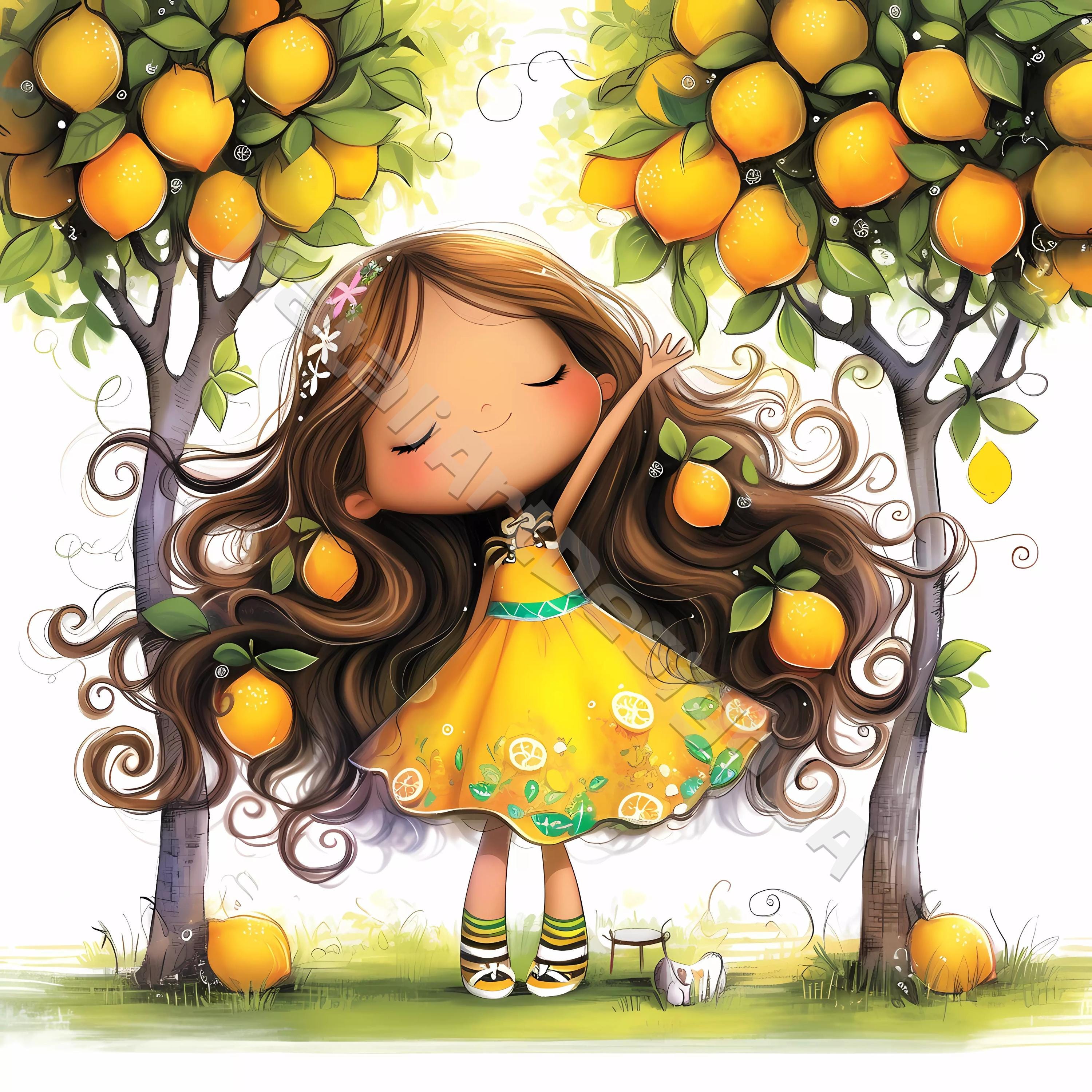 Quirky Lemon Girl Clip Art 10 High Res Watercolor Jpgs Junk Journaling ...