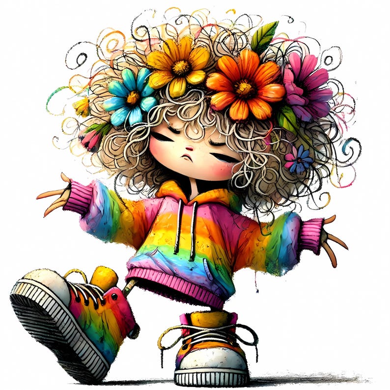 Grumpy Spring Girl Clipart 10 High Res Watercolor Jpgs for Junk ...