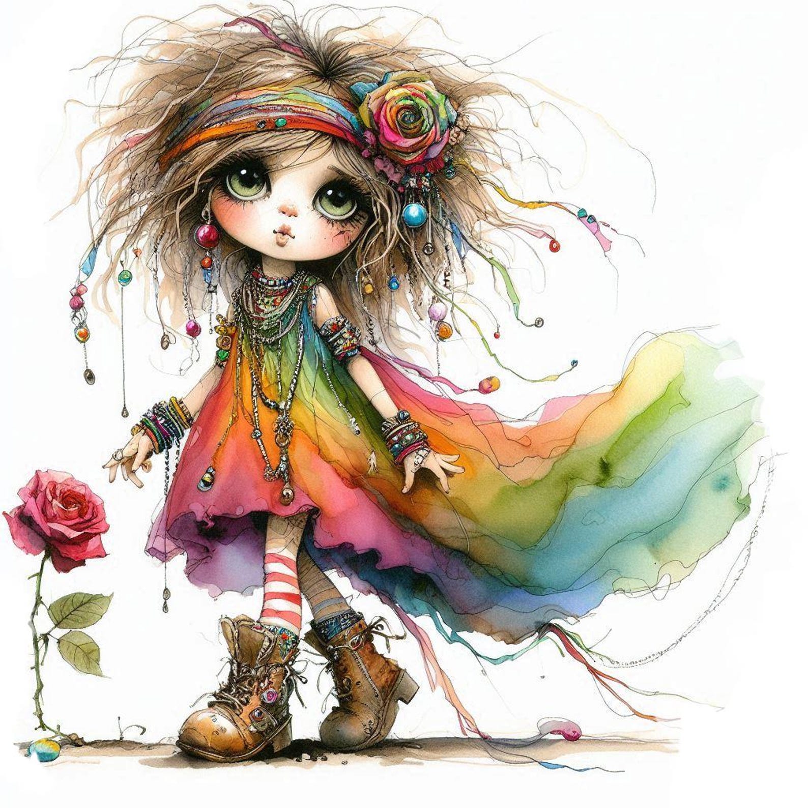 Whimsical Little Girls Clipart 10 High Res Watercolor Jpgs for Junk ...