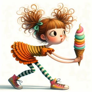 Ice Cream Girls Clipart 10 High Res Watercolor JPG for Junk Journals ...