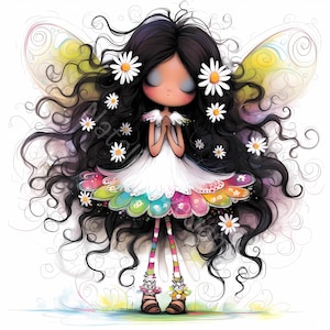 Whimsical Daisy Girl Clip Art 10 High Res Watercolor Jpgs Junk ...