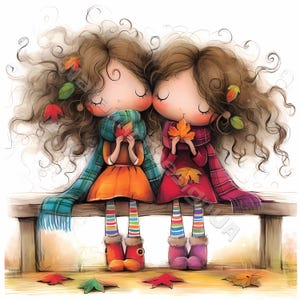 Quirky Fall Friendship Clip Art 10 High Res Watercolor Jpgs for Junk ...