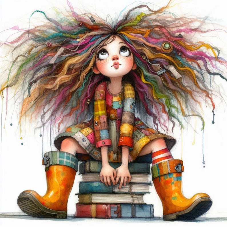 Quirky Book Lover Clipart 10 High Res Watercolor Jpgs for Junk Journals ...