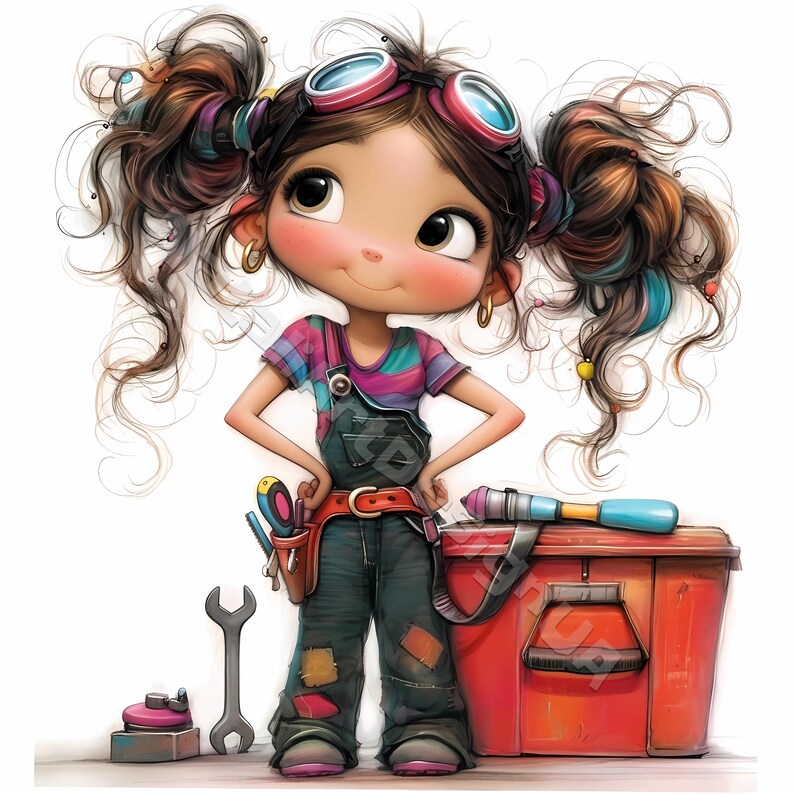 Auto Repair Girl Clipart 10 High Res Watercolor JPG Junk Journals ...
