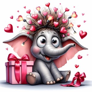 Quirky Valentine Elephant Clipart 10 High Res Watercolor Jpgs for Junk ...