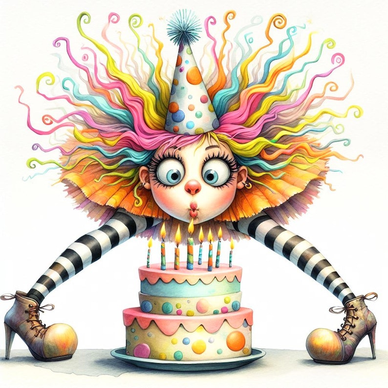 Quirky Birthday Clipart 10 High Res Watercolor Jpgs for Junk Journals ...