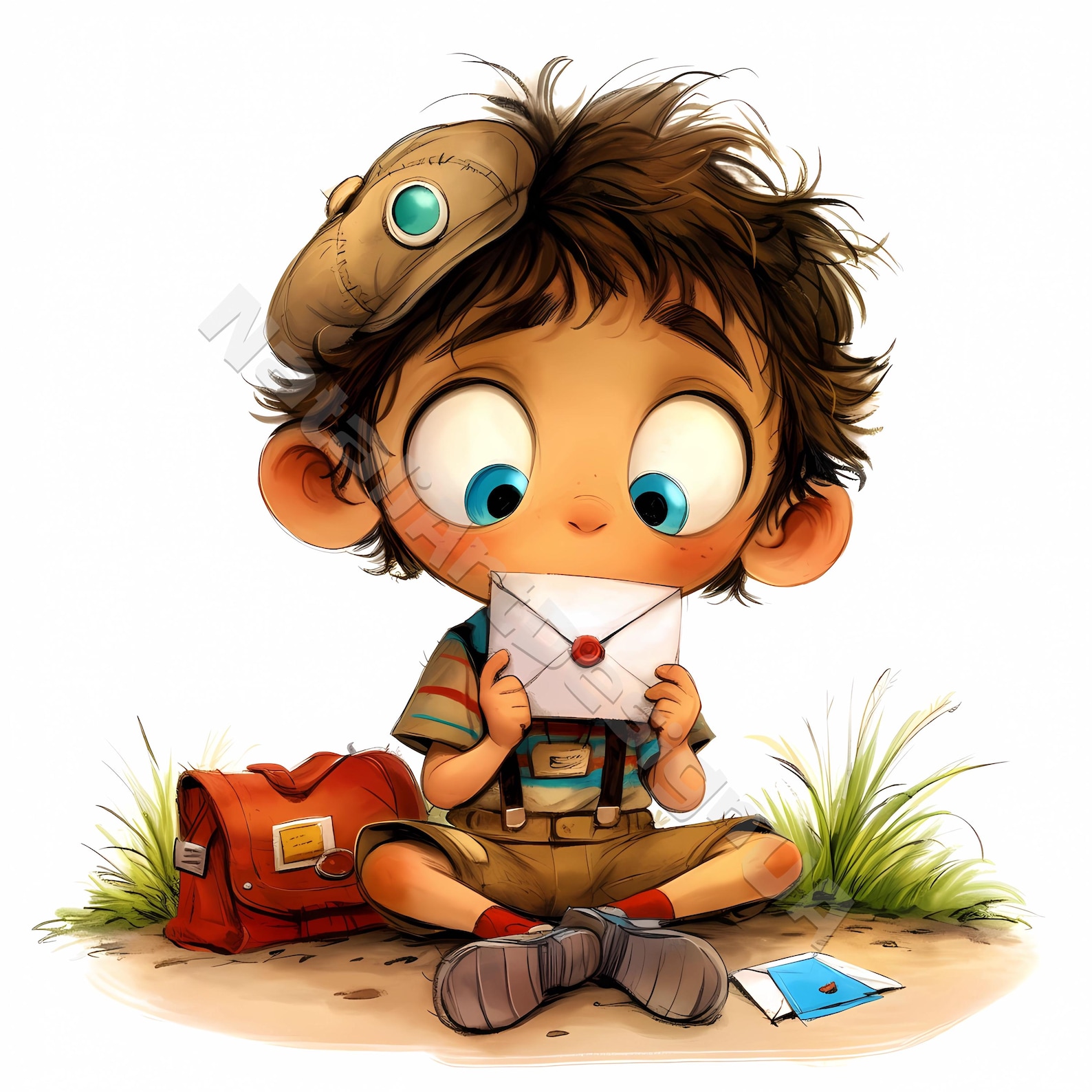 Quirky Mail Carrier Boy Clip Art 13 High Res Watercolor Jpgs for Junk ...