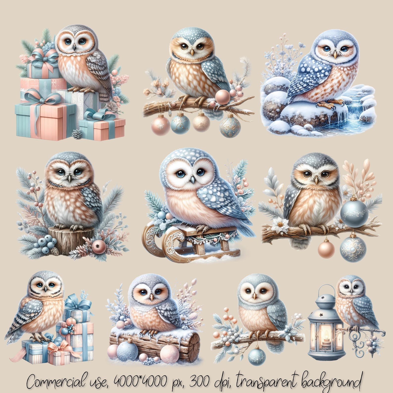 Owl Clipart, Owl Png, Christmas Owl Clipart, Cute Owl Clipart, Owls ...