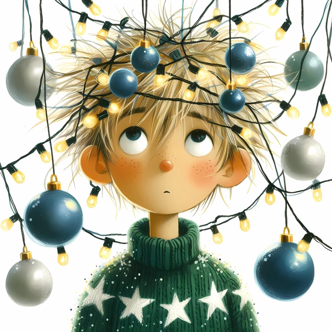 Quirky Christmas Boy With Christmas Wreath Clipart 10 High Res ...