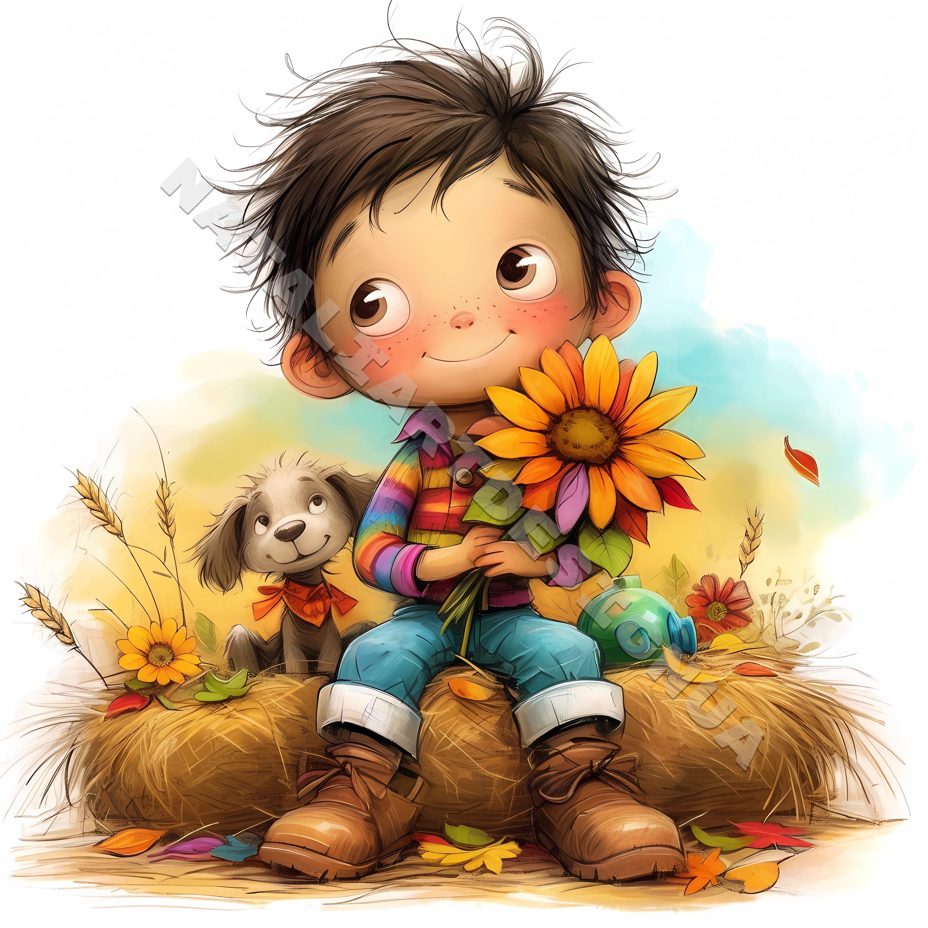 Quirky Fall Boy Clip Art 10 High Res Watercolor Jpgs Junk Journaling ...