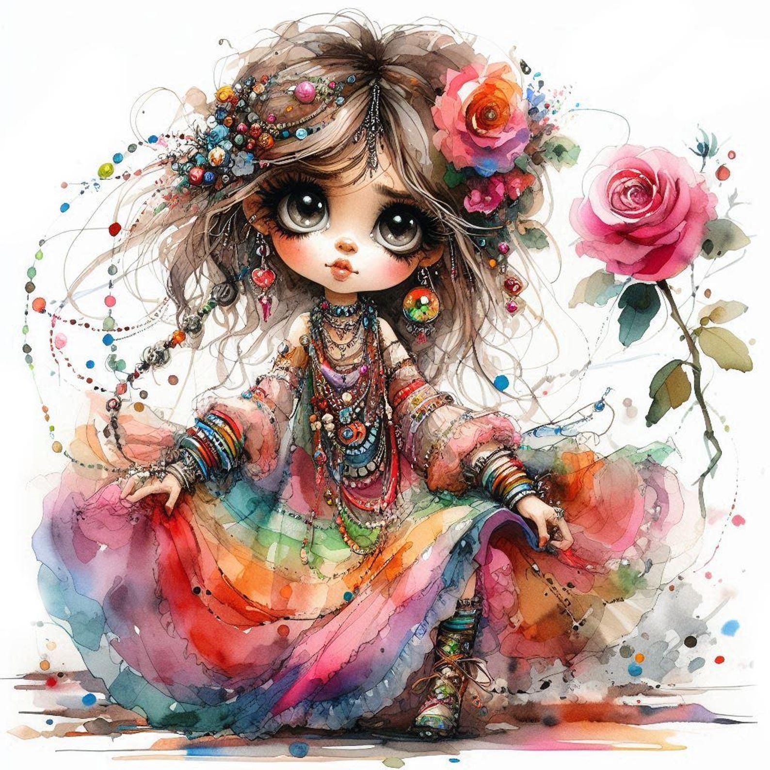 Whimsical Little Girls Clipart 10 High Res Watercolor Jpgs for Junk ...