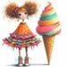 Ice Cream Girls Clipart 10 High Res Watercolor JPG for Junk Journals ...