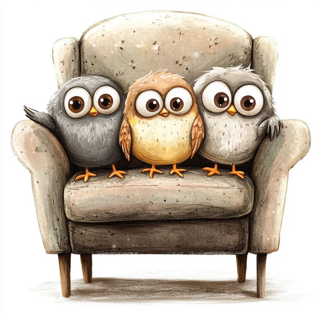 Birds on Chair Clipart 10 High Res Watercolor Jpgs for Junk Journals ...