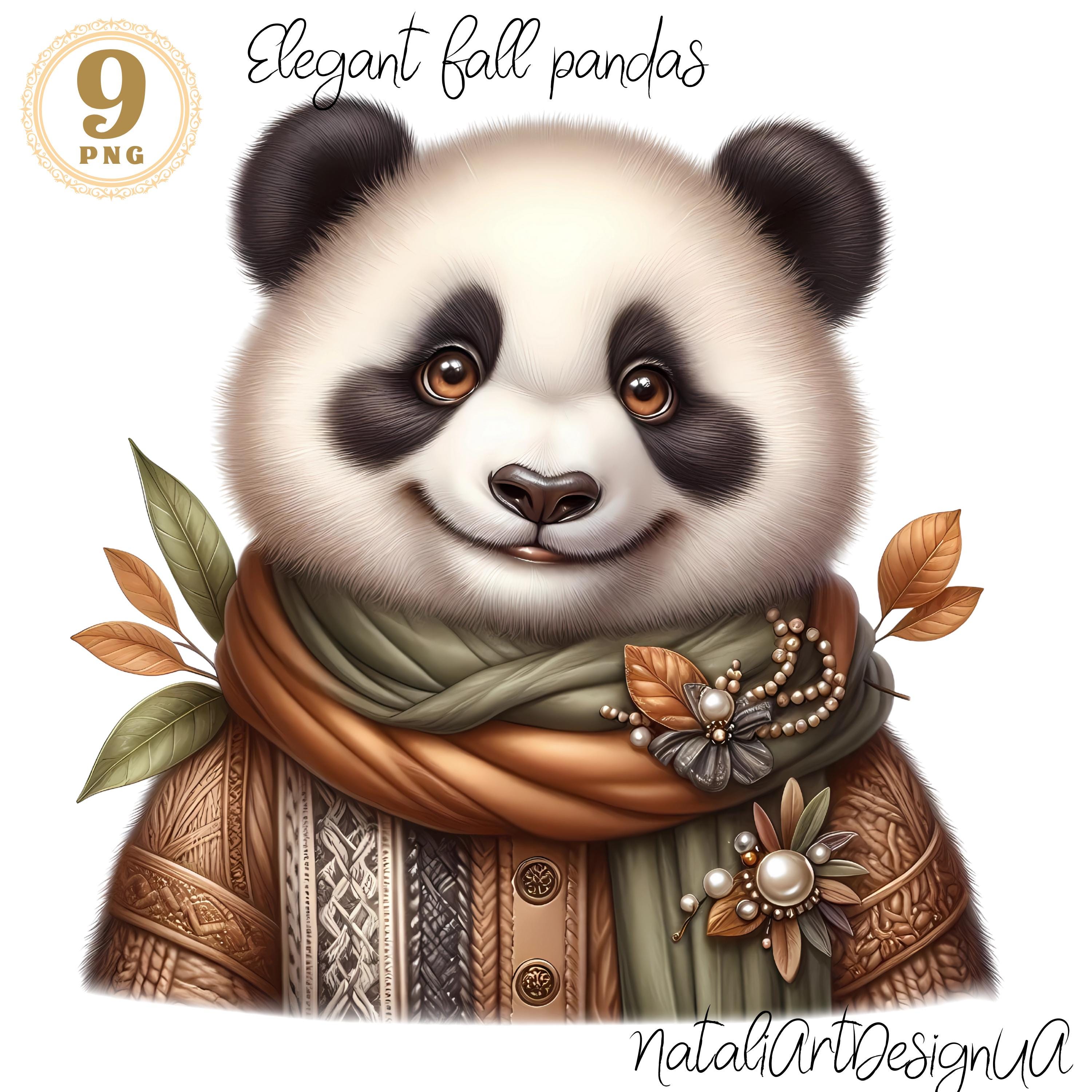 Panda Clipart, Portrait Panda Png, Panda Sublimation Design, Fall ...