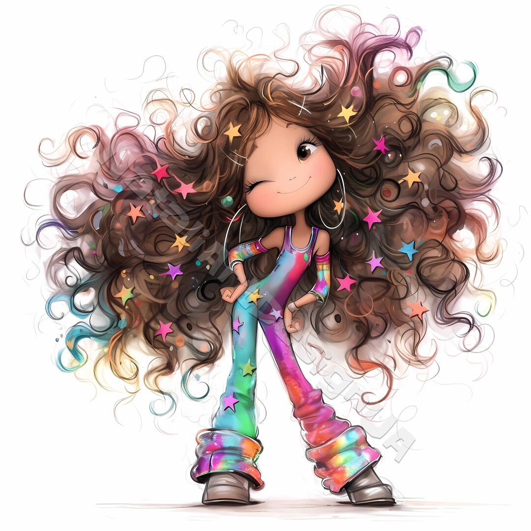 Quirky Pop Star Girl Clipart 10 High Res Watercolor JPG for Junk ...