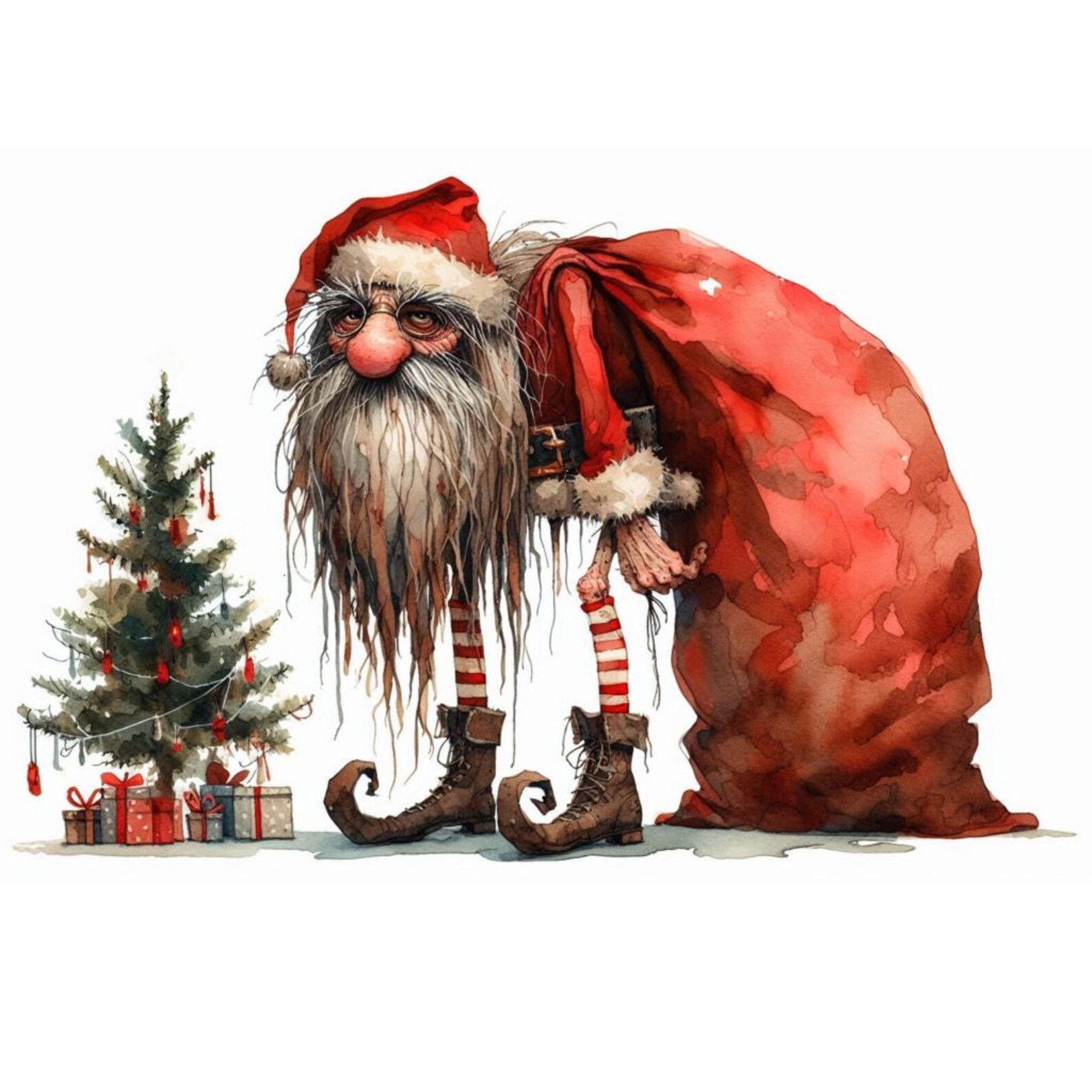 Grumpy Santa Clipart 10 High Res Watercolor Jpgs for Junk Journals ...