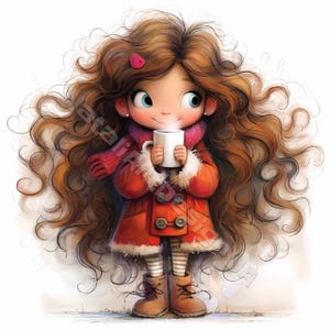Quirky Coffe Girl Clipart 10 High Res Watercolor Jpgs for Junk Journals ...
