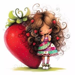 Strawberry Girl Clip Art 10 High Res Watercolor Jpgs Junk Journaling ...