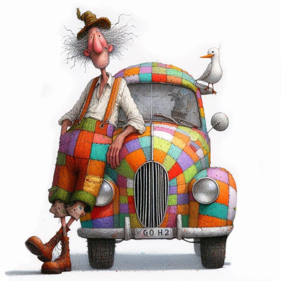 Quirky Driver Clipart 10 High Res Watercolor JPG for Junk Journals ...