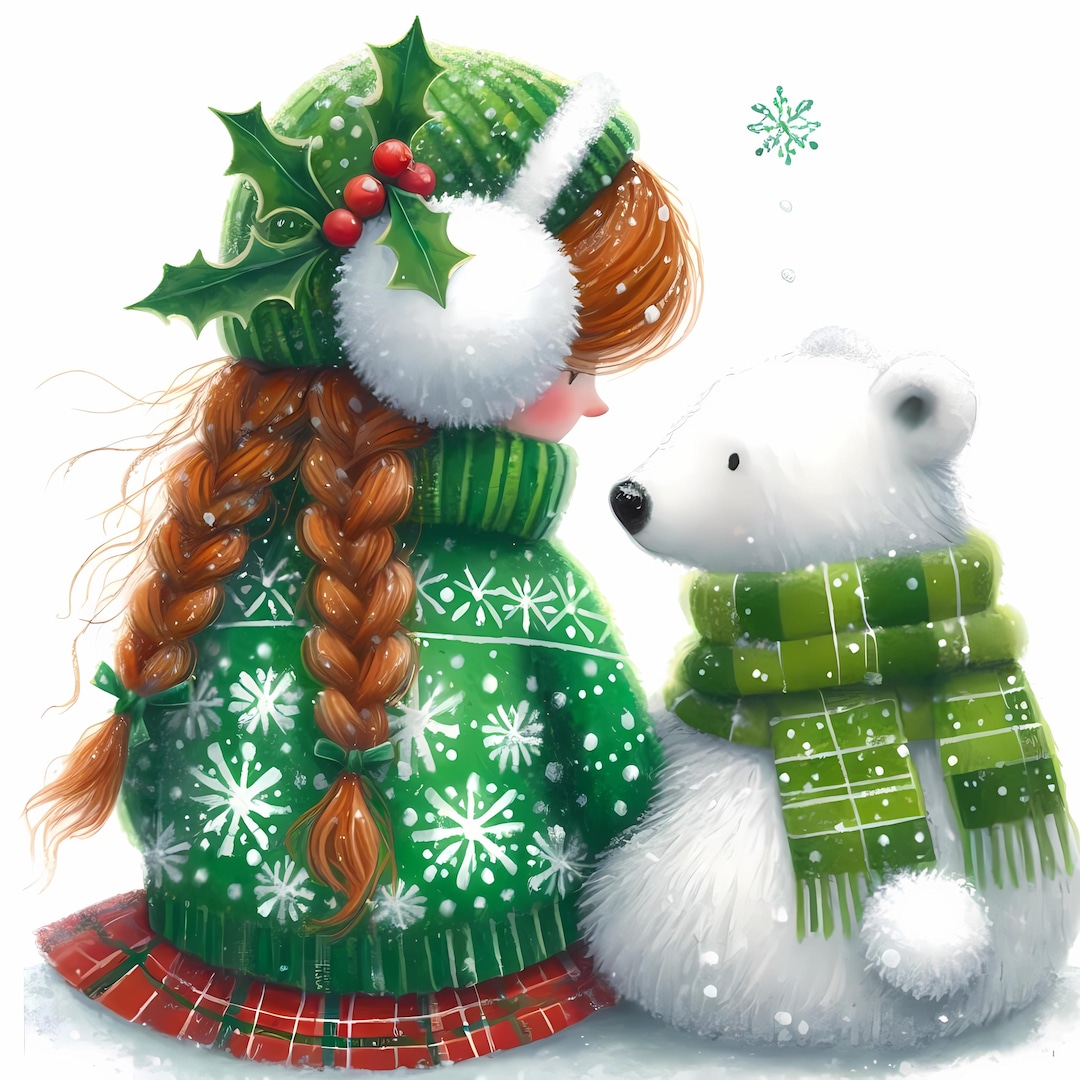 Polar Bear and Girl Clipart 10 High Res Watercolor Jpgs for Junk ...