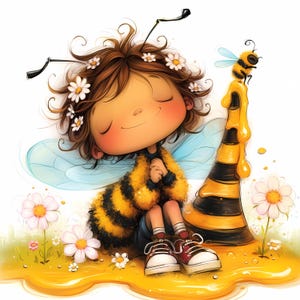 Whimsical Bee Boy Clip Art 10 High Res Watercolor Jpgs Junk Journaling ...