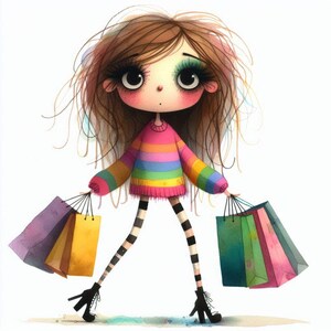 Exhausting Shopping Clipart 10 High Res Watercolor Jpgs for Junk ...