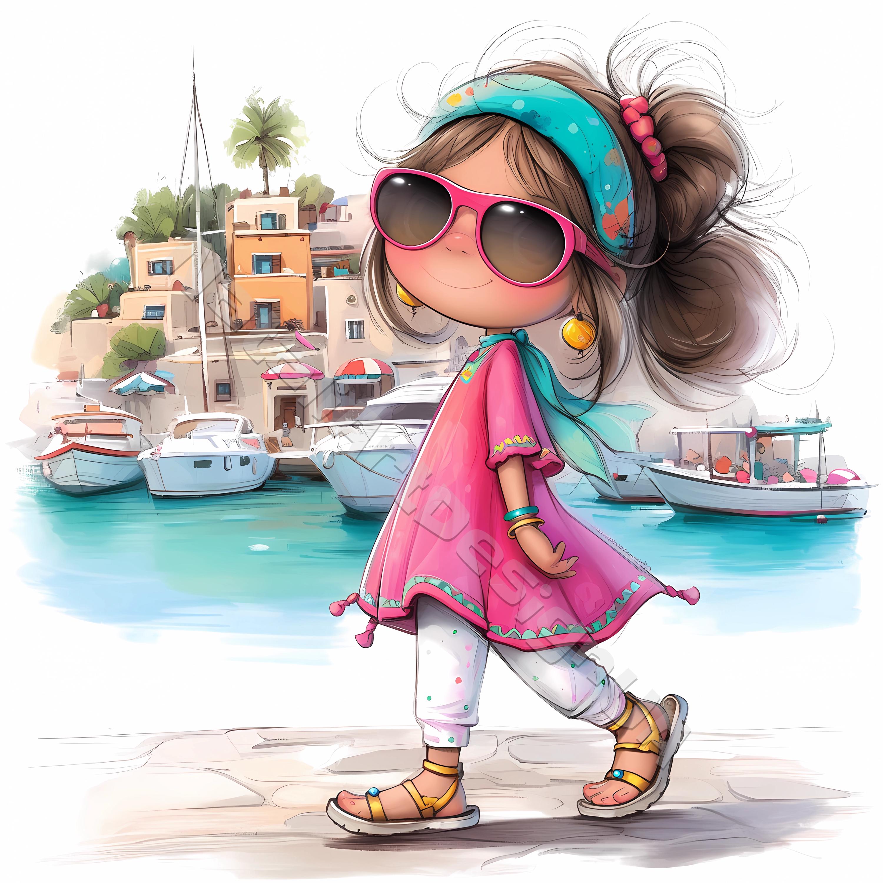 Quirky Dubai Girl Clip Art 10 High Res Watercolor JPG Junk Journaling ...
