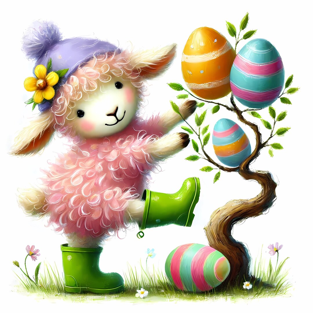 Quirky Easter Sheep Clipart 10 High Res Watercolor Jpgs for Junk ...