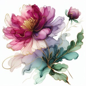 Elegant Peony Clipart 12 High Res Watercolor Jpgs for Junk Journals ...