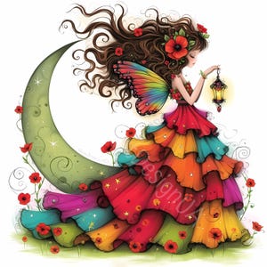Red Poppy Fairy Clip Art 10 High Res Watercolor Jpgs Junk Journaling ...