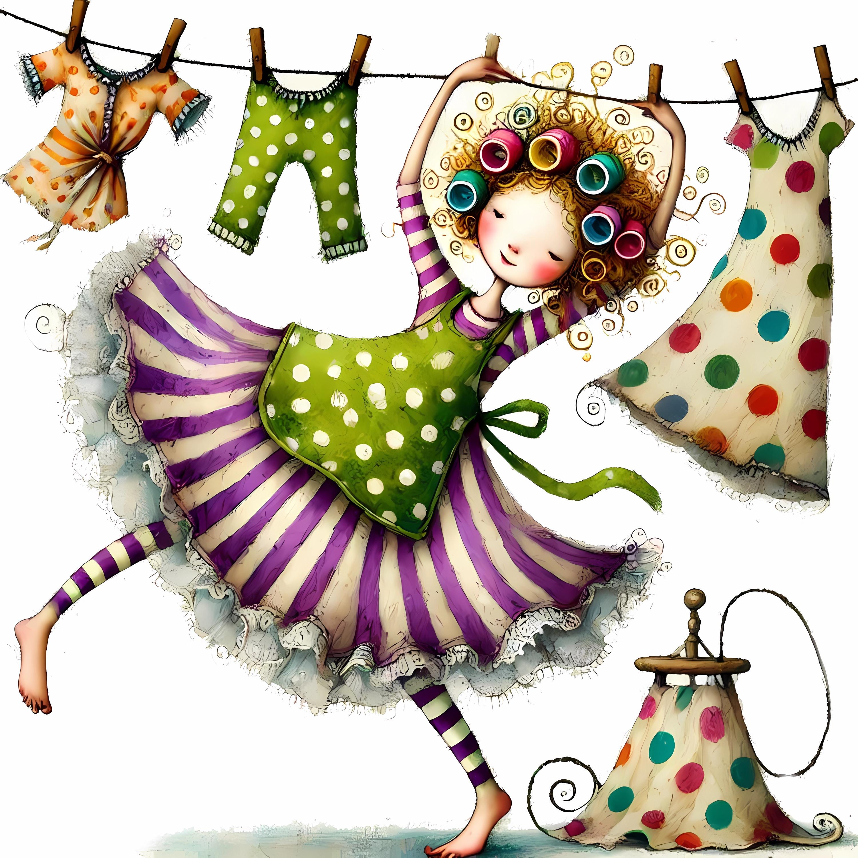 Quirky Wash Day Art 10 High Res Watercolor Jpgs for Junk Journaling ...