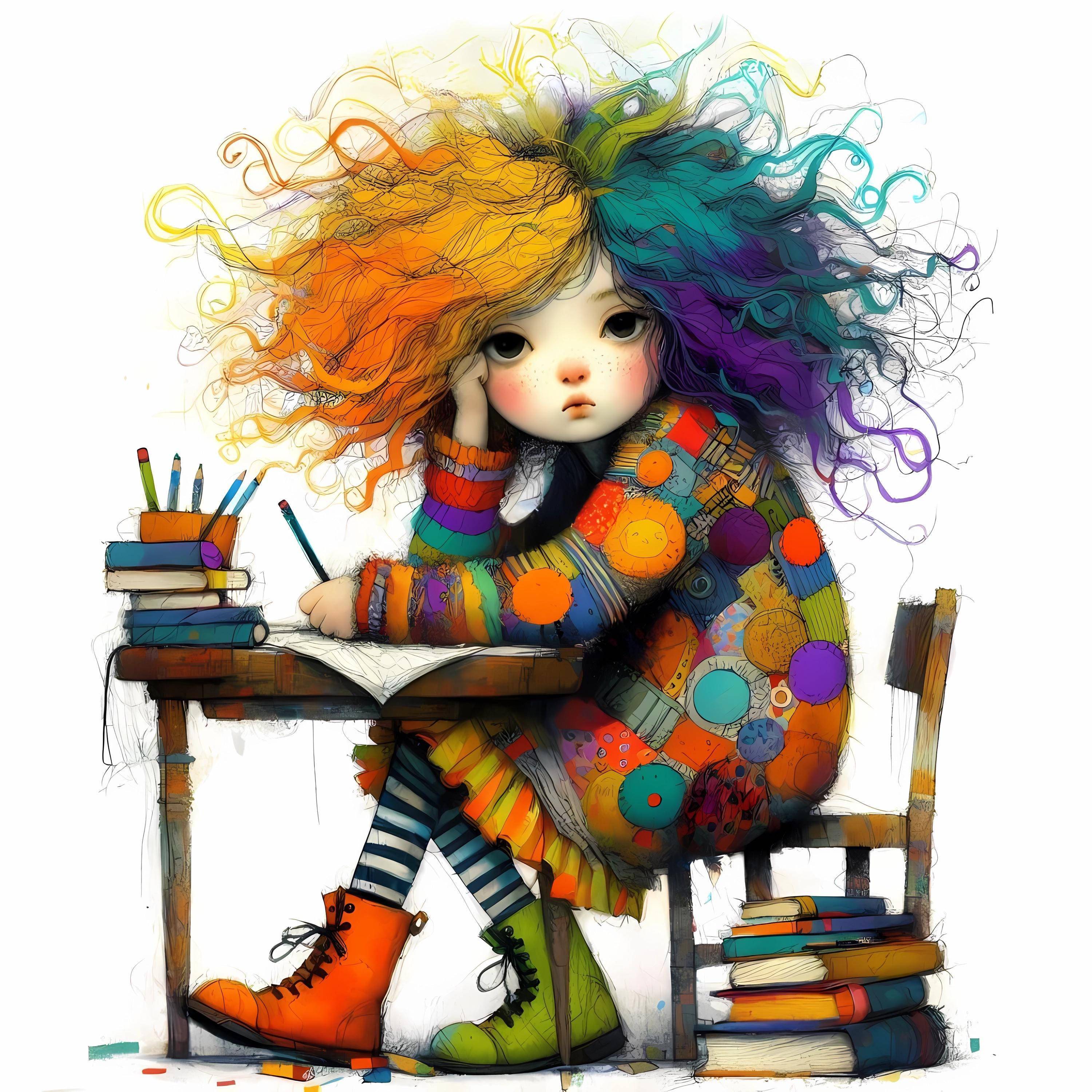 Quirky Student Clipart 10 High Res Watercolor JPG for Junk Journals ...