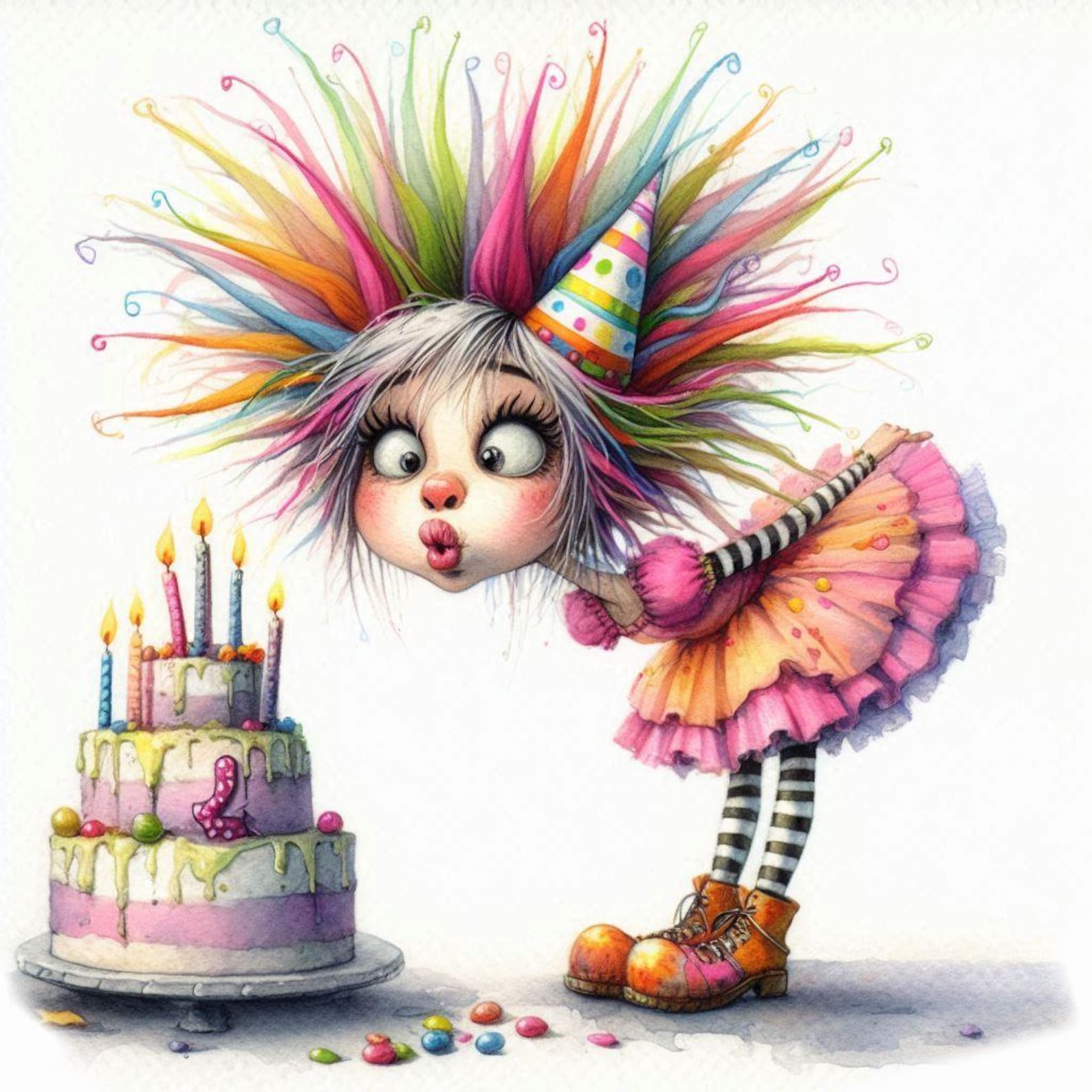 Quirky Birthday Clipart 10 High Res Watercolor Jpgs for Junk Journals ...