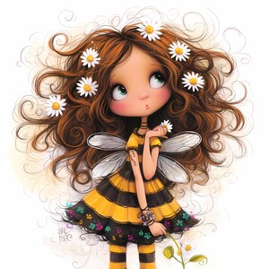 Quirky Bee Girl Clip Art 10 High Res Watercolor Jpgs Junk Journaling ...