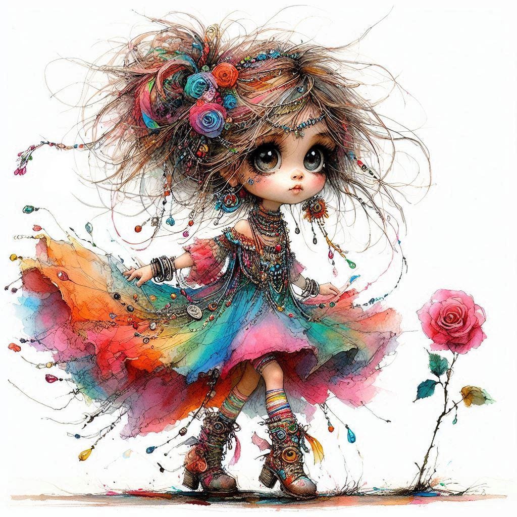 Whimsical Little Girls Clipart 10 High Res Watercolor Jpgs for Junk ...