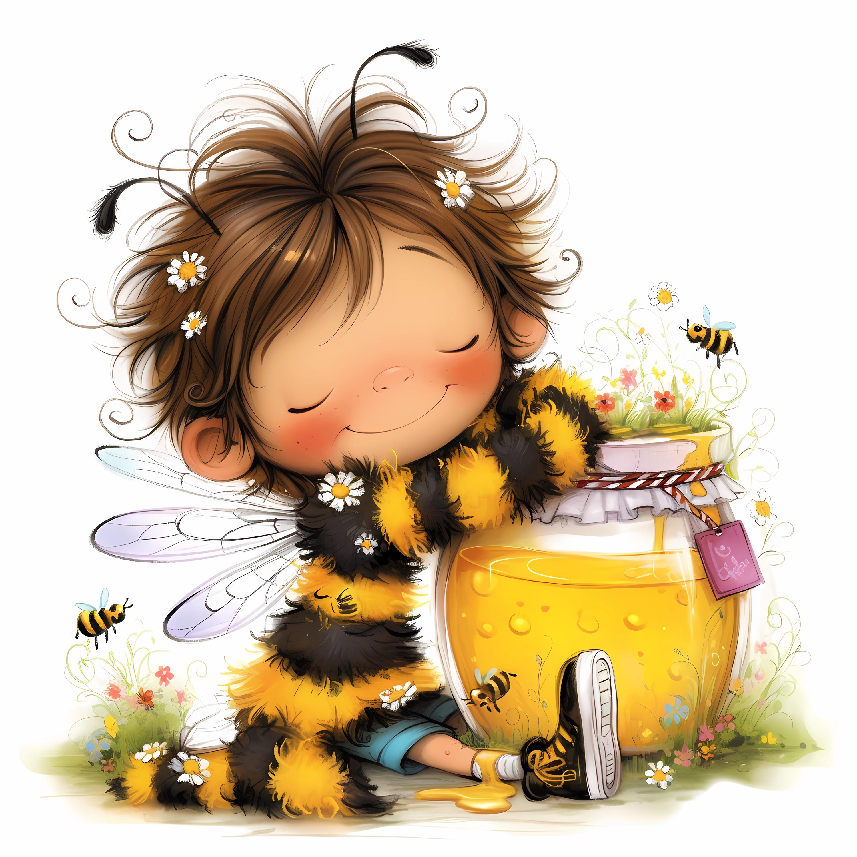 Whimsical Bee Boy Clip Art 10 High Res Watercolor Jpgs Junk Journaling ...