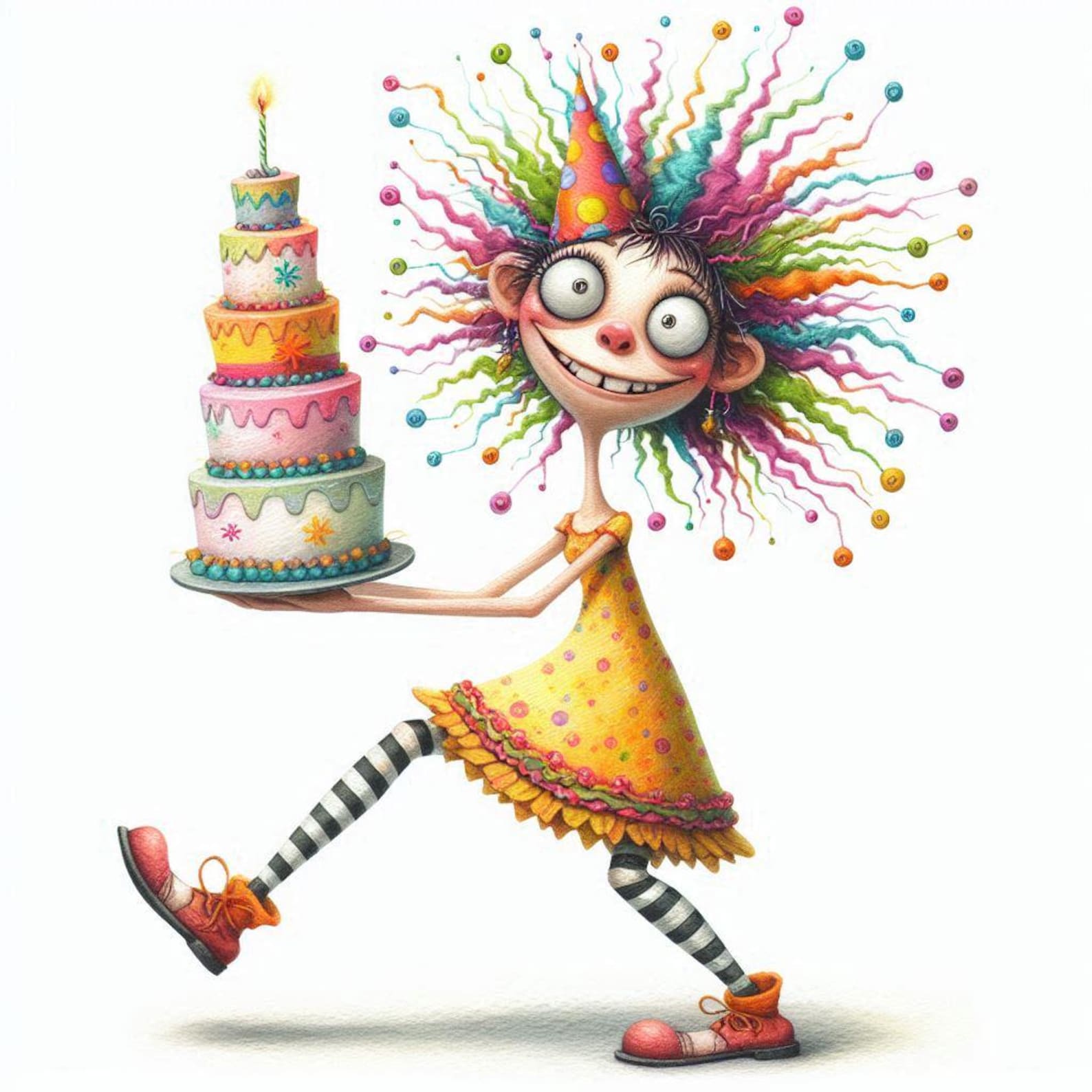 Quirky Birthday Cake Clipart 10 High Res Watercolor Jpgs for Junk ...