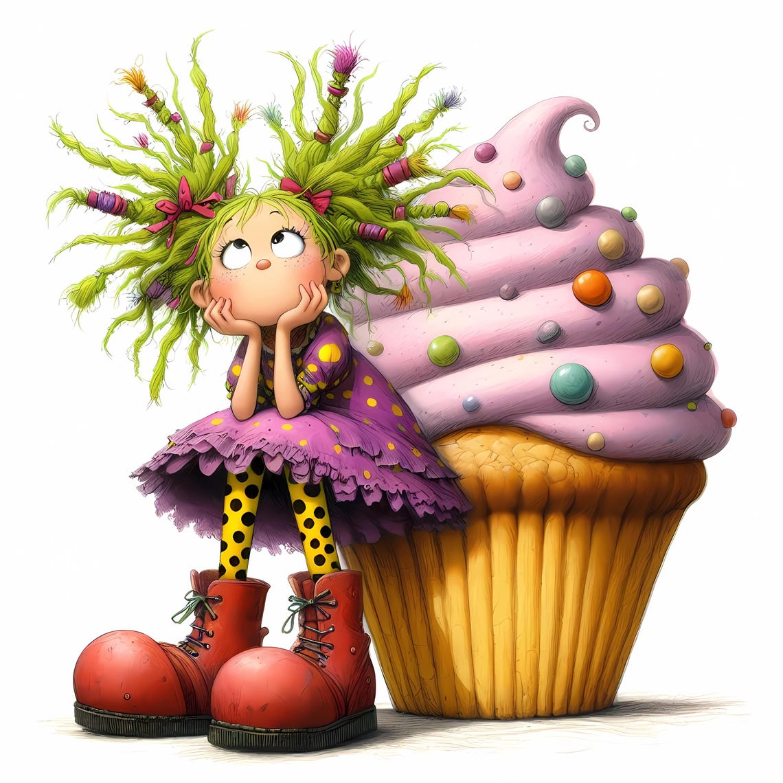 Cupcake and Quirky Girl Clipart 10 High Res Watercolor JPG for Junk ...