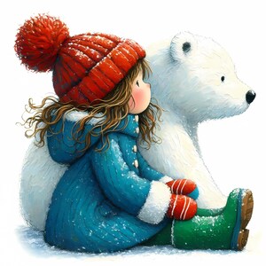 Polar Bear and Girl Clipart 10 High Res Watercolor Jpgs for Junk ...