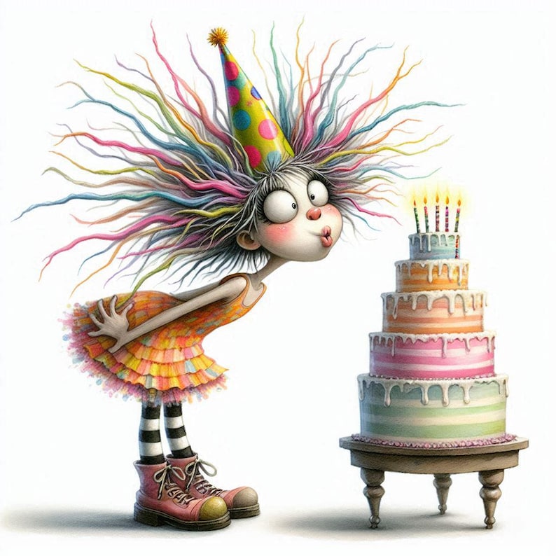 Quirky Birthday Clipart 10 High Res Watercolor Jpgs for Junk Journals ...