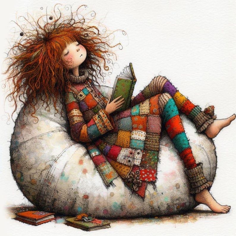 Quirky Book Lover Clipart 10 High Res Watercolor Jpgs for Junk Journals ...