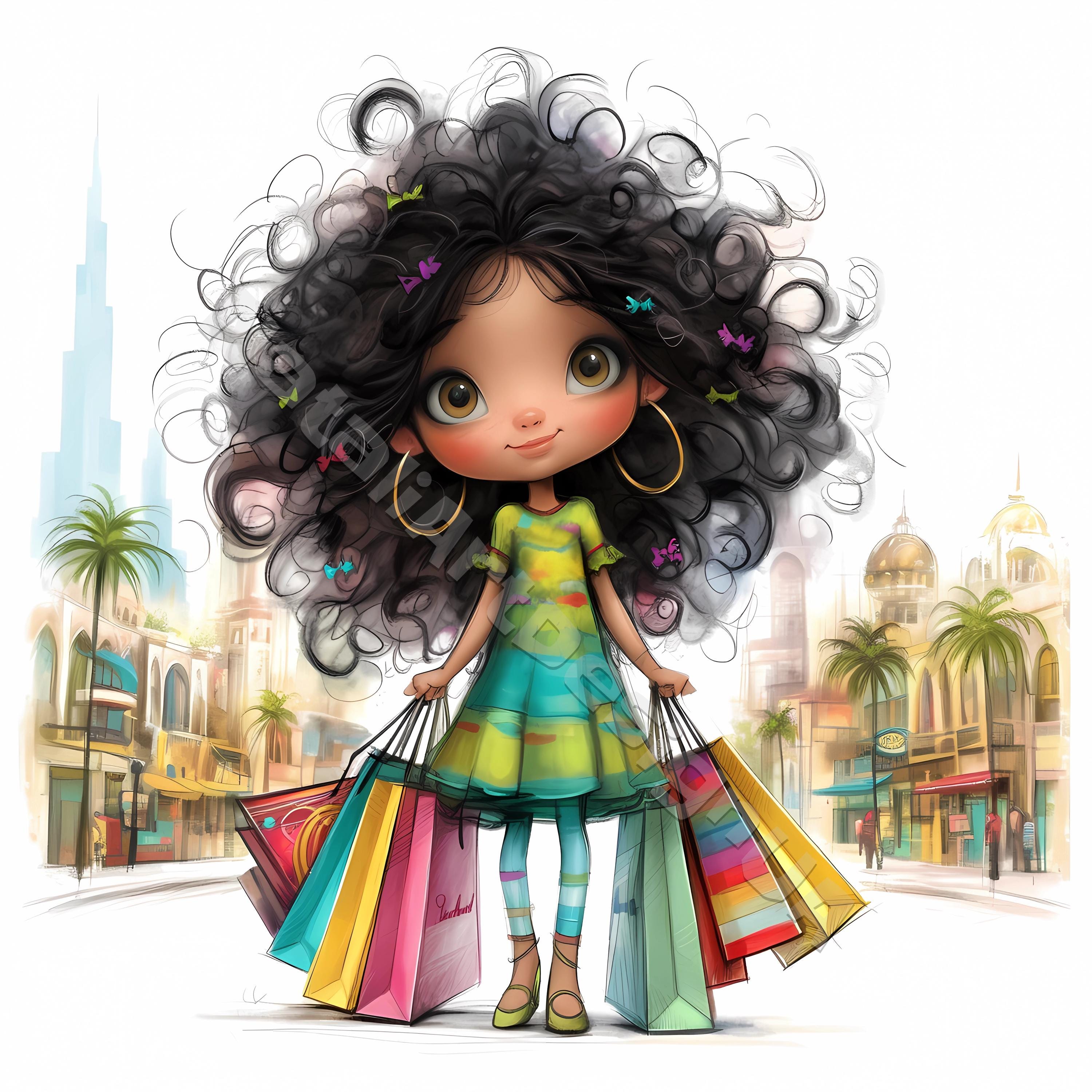 Quirky Dubai Girl Clip Art 10 High Res Watercolor JPG Junk Journaling ...
