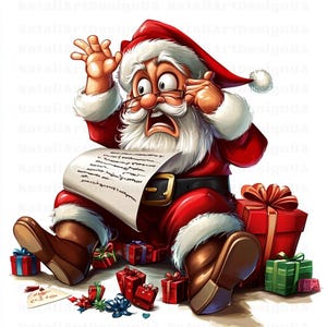 Santa Clipart, Christmas Deer Clipart, 10 JPG Winter Clipart Funny ...